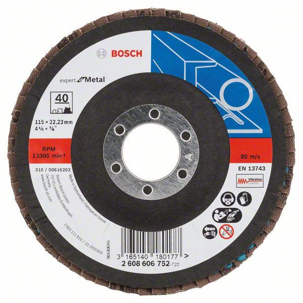 Lamelni brusni disk X551, Expert for Metal Bosch 2608606752, Prečnik 115 mm; granulacija 40, kolenasti