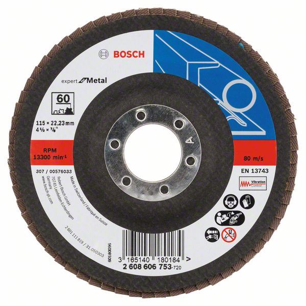 Lamelni brusni disk X551, Expert for Metal Bosch 2608606753, Prečnik 115 mm; granulacija 60, kolenasti