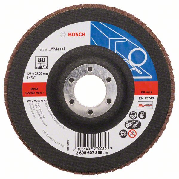 Lamelni brusni disk X551, Expert for Metal Bosch 2608607355, Prečnik 125 mm; granulacija 80, kolenasti