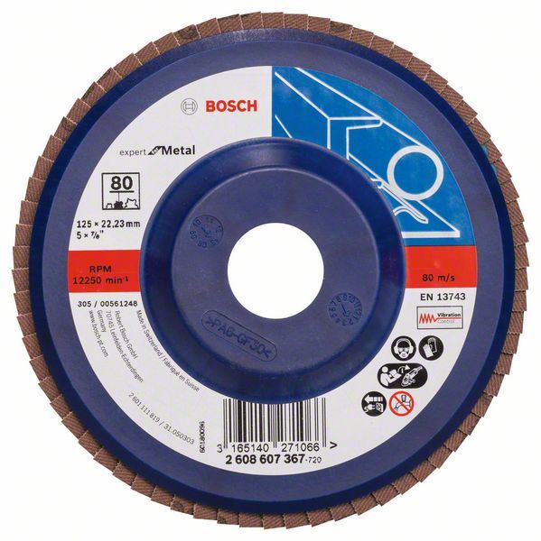 Lamelni brusni disk X551, Expert for Metal Bosch 2608607367, Prečnik 125 mm; granulacija 80, ravni