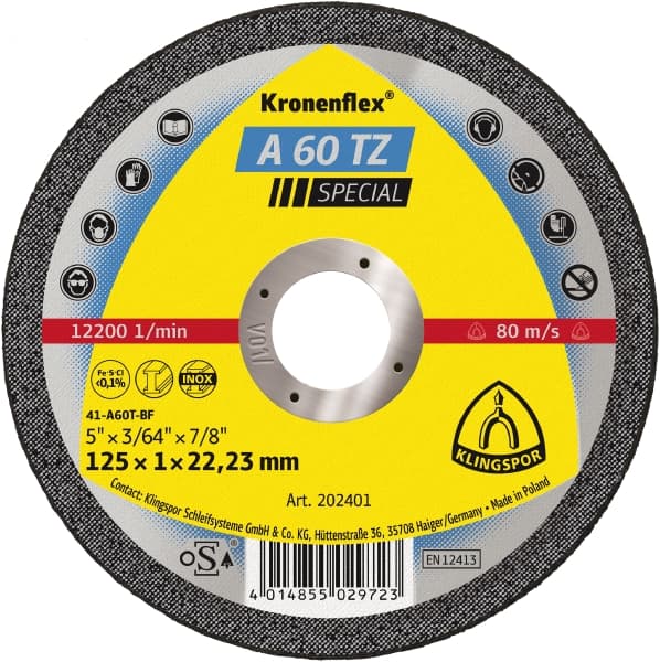 Klingspor A 60 TZ Special Kronenflex® rezna ploča, 233742, 125 mm