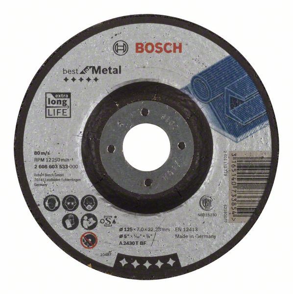 Brusna ploča ispupčena Best for Metal Bosch 2608603533, A 2430 T BF, 125 mm, 7,0 mm