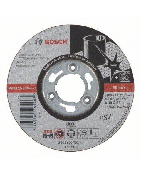 Bosch Brusna ploča ravna inox,SDS-pro A 30 Q BF, 100 mm, 4,0 mm