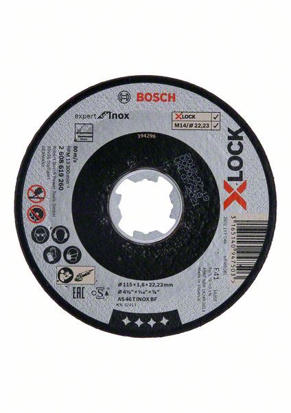 X-LOCK Expert for Inox 115x1,6x22,23 za ravno sečenje Bosch 2608619260, AS 46 T INOX BF, 115 mm, 1,6 mm
