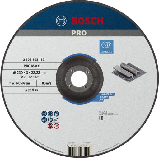 Rezna ploča ispupčena Standard for Metal Bosch 2608603162, A 30 S BF, 230 mm, 22,23 mm, 3,0 mm