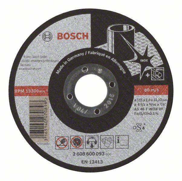 Rezna ploča ravna Expert for Inox Bosch 2608600093, AS 46 T INOX BF, 115 mm, 2,0 mm