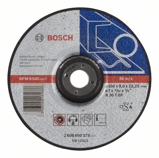 Brusna ploča ispupčena Expert for Metal Bosch 2608600379, A 30 T BF, 180 mm, 8,0 mm