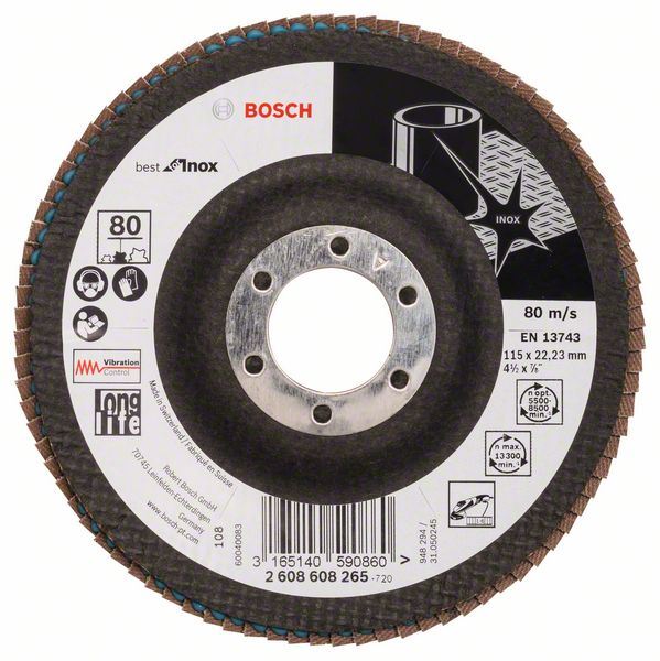 Lamelni brusni disk X581, Best for Inox Bosch 2608608265, 115 mm, 22,23 mm, 80