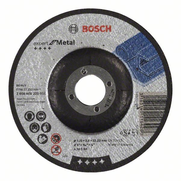 Rezna ploča ispupčena Expert for Metal Bosch 2608600221, A 30 S BF, 125 mm, 2,5 mm