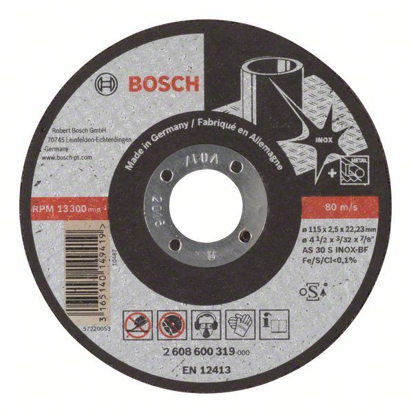 Rezna ploča ravna Expert for Inox Bosch 2608600319, AS 30 S INOX BF, 115 mm, 2,5 mm