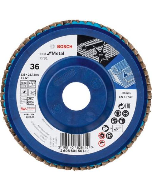 Bosch lamelni brusni disk X781, Best for Metal 125 mm, 22,23 mm, 36 - 2608601501