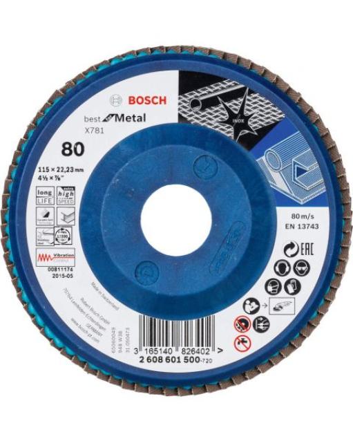 Bosch lamelni brusni disk X781, Best for Metal 115 mm, 22,23 mm, 80 - 2608601500