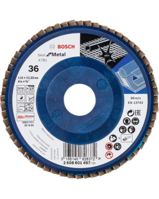 Bosch lamelni brusni disk X781, Best for Metal 115 mm, 22,23 mm, 36 - 2608601497