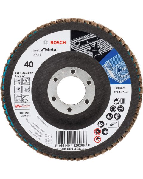 Bosch lamelni brusni disk X781, Best for Metal 115 mm, 22,23 mm, 40 - 2608601486