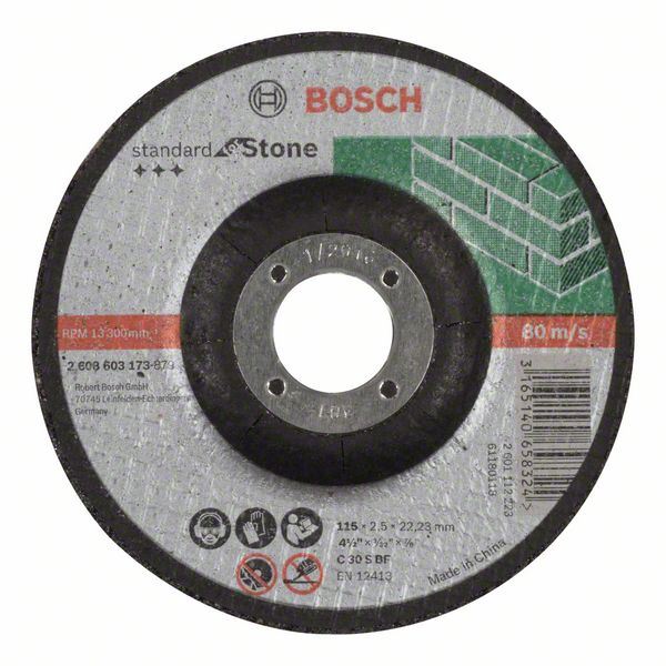 Rezna ploča ispupčena Standard for Stone Bosch 2608603173, C 30 S BF, 115 mm, 22,23 mm, 2,5 mm