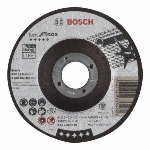 Rezna ploča ispupčena Best for Inox Bosch 2608603495, A 46 V INOX BF, 115 mm, 1,5 mm