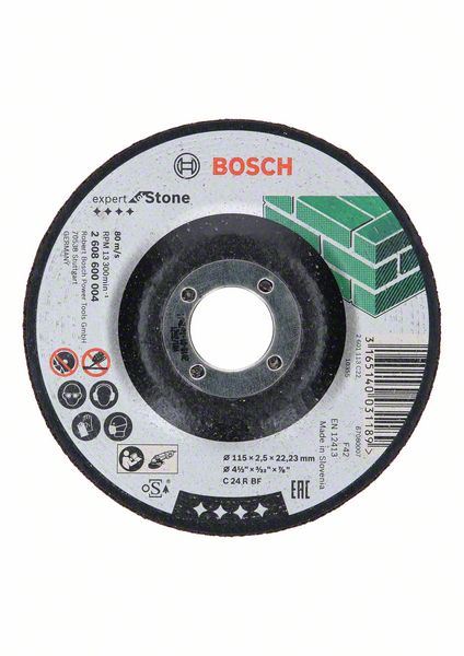 Rezna ploča ispupčena Expert for Stone Bosch 2608600004, C 24 R BF, 115 mm, 2,5 mm