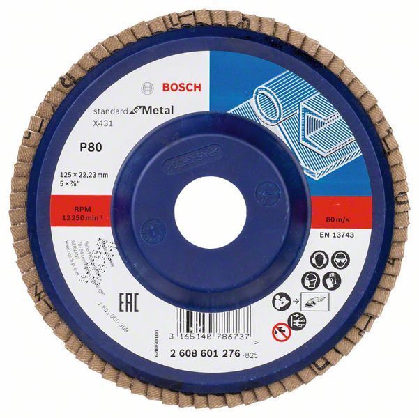 Lamelni brusni disk X431, Standard for Metal Bosch 2608601276, 125 mm, 22,23 mm, 80