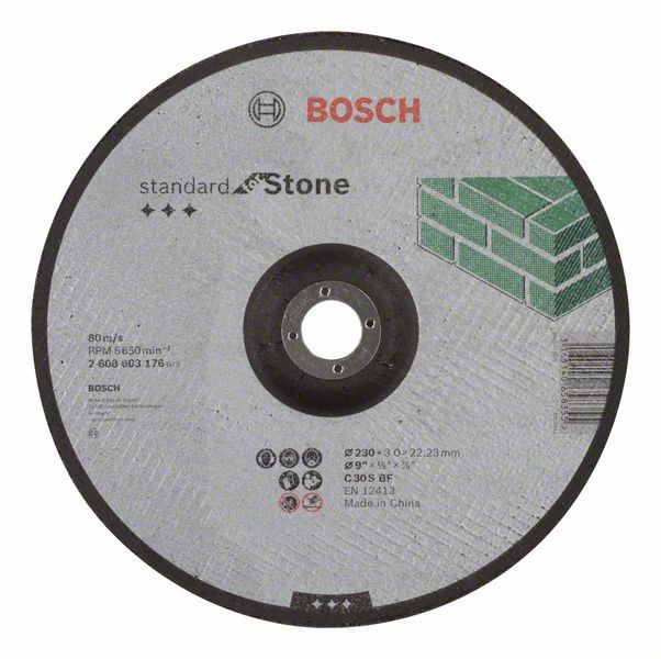 Rezna ploča ispupčena Standard for Stone Bosch 2608603176, C 30 S BF, 230 mm, 22,23 mm, 3,0 mm