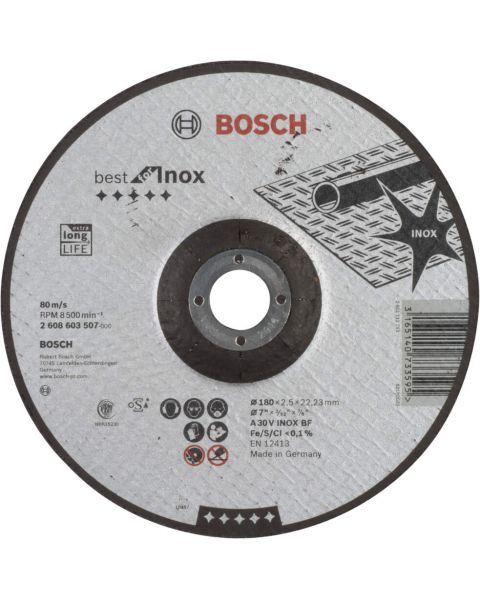 Bosch rezna ploča ispupčena Best for Inox A 30 V INOX BF, 180 mm, 2,5 mm - 2608603507
