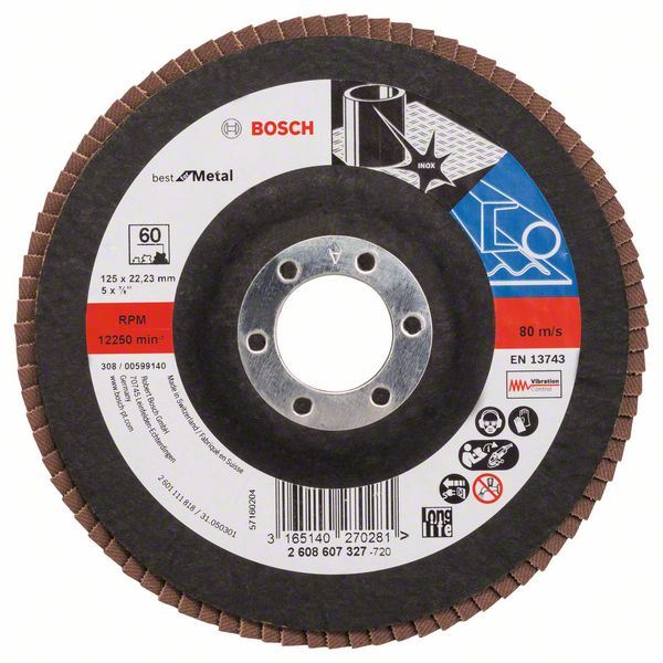 Lamelni brusni disk X571, Best for Metal Bosch 2608607327, Prečnik 125 mm; granulacija 60, ravni