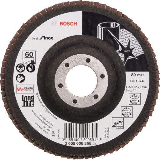 Lamelni brusni disk X581, Best for Inox Bosch 2608608268, 115 mm, 22,23 mm, 60