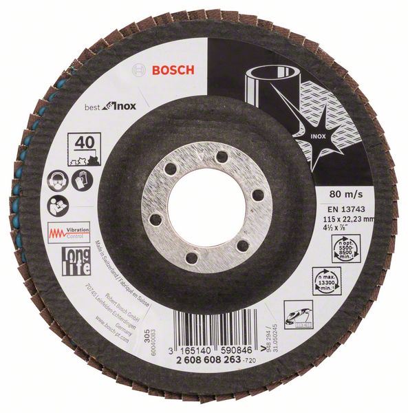 Lamelni brusni disk X581, Best for Inox Bosch 2608608263, 115 mm, 22,23 mm, 40