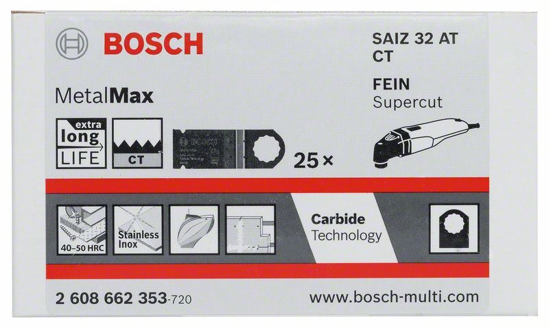 Carbide list testere za uranjanje SAIZ 32 AT Metal Bosch 2608662353, 32 x 40 mm