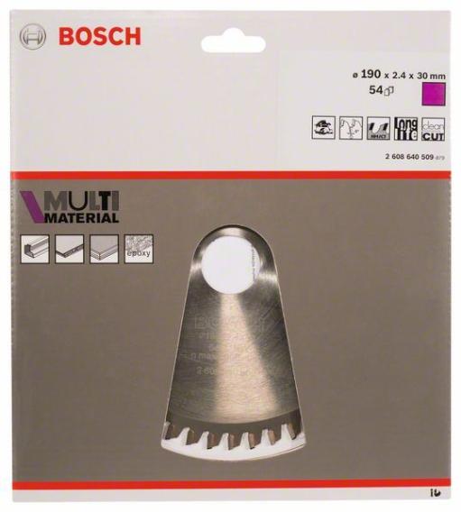 List kružne testere Multi Material Bosch 2608640509, 190 x 30 x 2,4 mm; 54