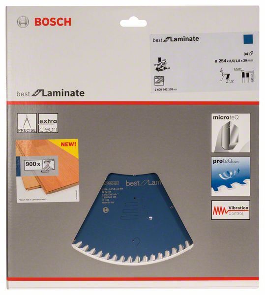 List kružne testere Best for Laminate 254 x 30 x 2,5 mm, 84 Bosch 2608642135, 254 x 30 x 2,5 mm, 84