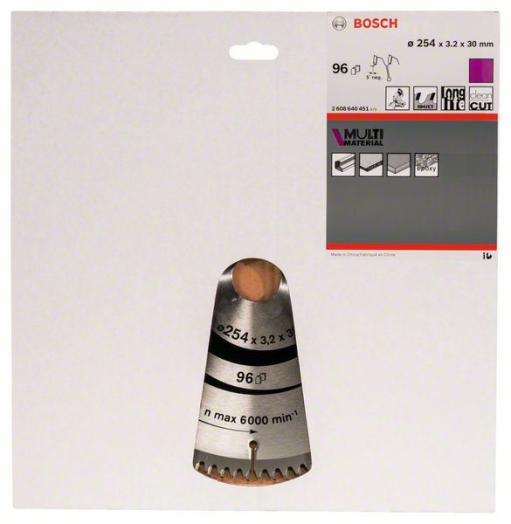 List kružne testere Multi Material 254 x 30 x 3,2 mm; 96 Bosch 2608640451, 254 x 30 x 3,2 mm; 96