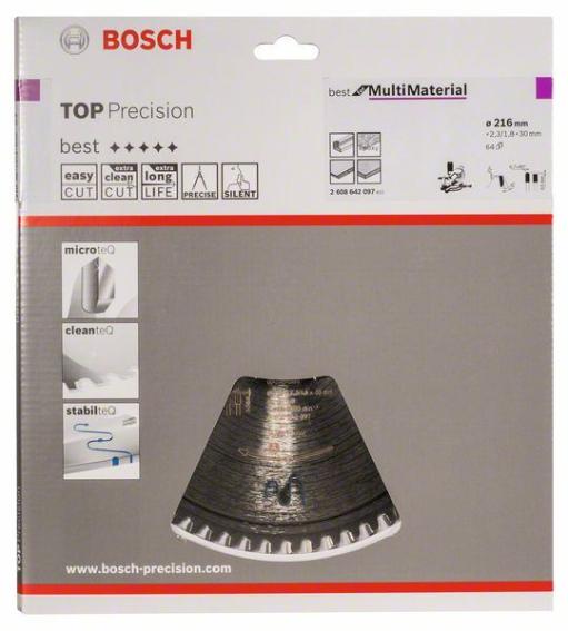 List kružne testere Top Precision Best for Multi Material Bosch 2608642097, 216 x 30 x 2,3 mm, 64