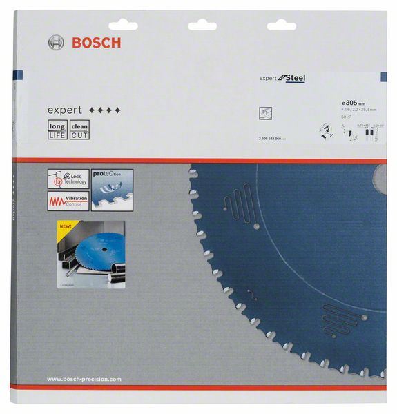 List kružne testere Expert for Steel Bosch 2608643060, 305 x 25,4 x 2,6 mm, 60