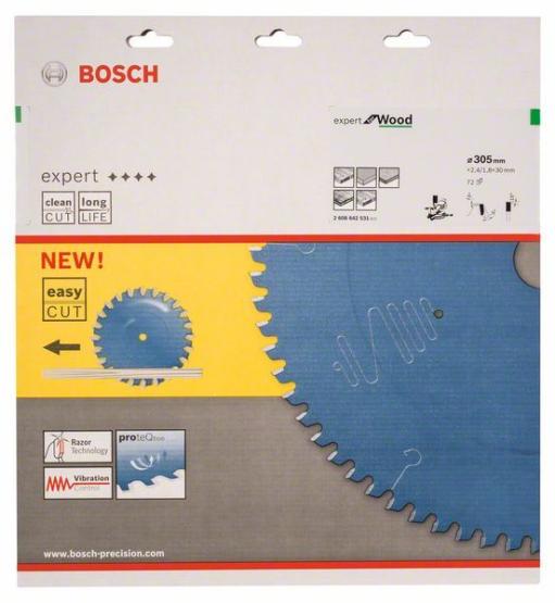 List kružne testere Expert za drvo 305 x 30 x 2,4 mm, 72 Bosch 2608642531