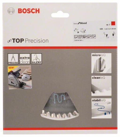 List kružne testere Top Precision Best za drvo 165 x 20 x 1,8 mm, 48 Bosch 2608642384