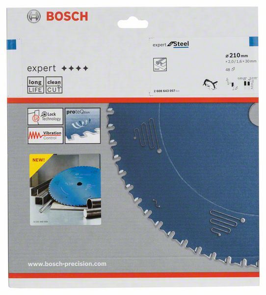 List kružne testere Expert for Steel Bosch 2608643057, 210 x 30 x 2,0 mm, 48
