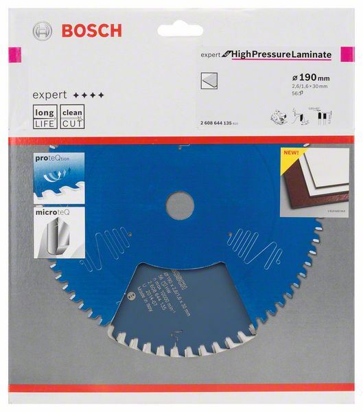 List kružne testere Expert for High Pressure Laminate Bosch 2608644135, 190 x 30 x 2,6 mm, 56