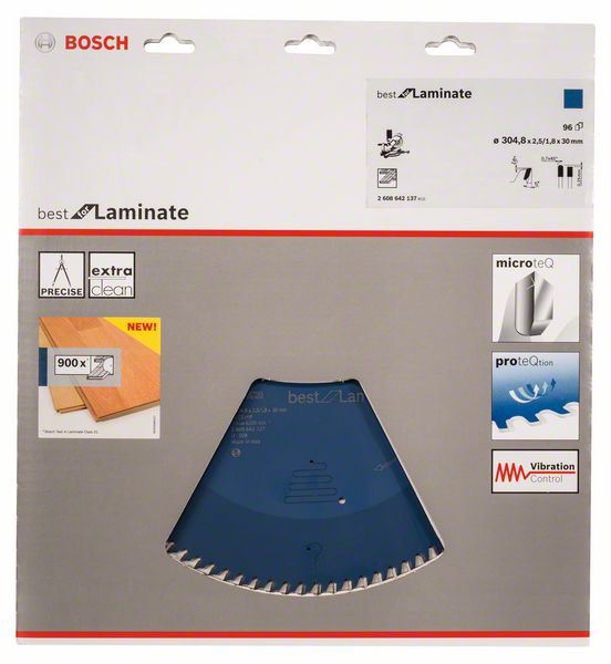 List kružne testere Best for Laminate 305 x 30 x 2,5 mm, 96 Bosch 2608642137, 305 x 30 x 2,5 mm, 96