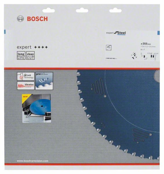 List kružne testere Expert for Steel Bosch 2608643062, 355 x 25,4 x 2,6 mm, 80