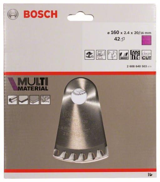 List kružne testere Multi Material Bosch 2608640503, 160 x 20/16 x 2,4 mm; 42