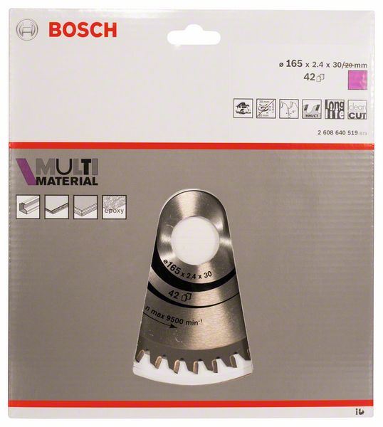 List kružne testere Multi Material 165 x 30 x 2,4 mm; 42 Bosch 2608640519, 165 x 30 x 2,4 mm; 42
