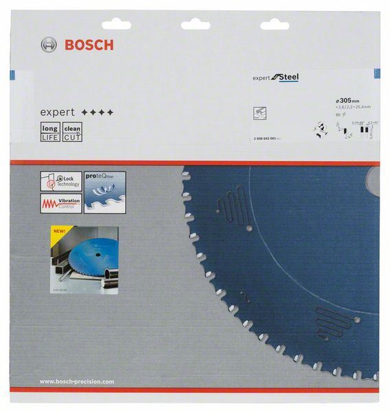 List kružne testere Expert for Steel Bosch 2608643061, 305 x 25,4 x 2,6 mm, 80