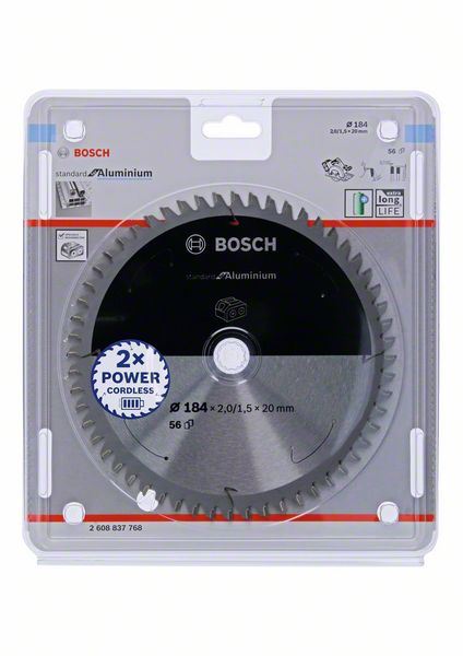 List kružne testere za aluminijum za akumulatorske testere 184x2,0/1,5x20 T56 Bosch 2608837768