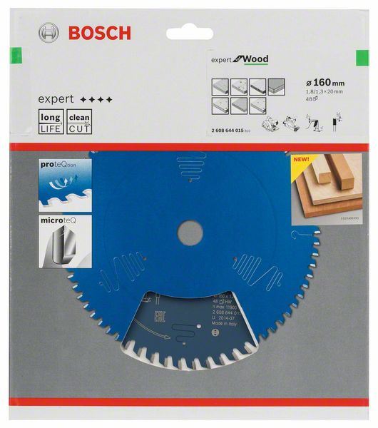 List kružne testere Expert za drvo 160 x 20 x 1,8 mm, 48 Bosch 2608644015