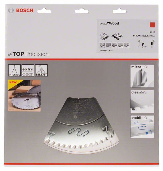 List kružne testere Top Precision Best for Wood Bosch 2608642116, 300 x 30 x 3,2 mm, 72