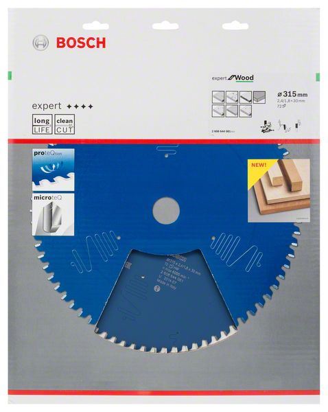List kružne testere Expert za drvo 315 x 30 x 2,4 mm, 72 Bosch 2608644081