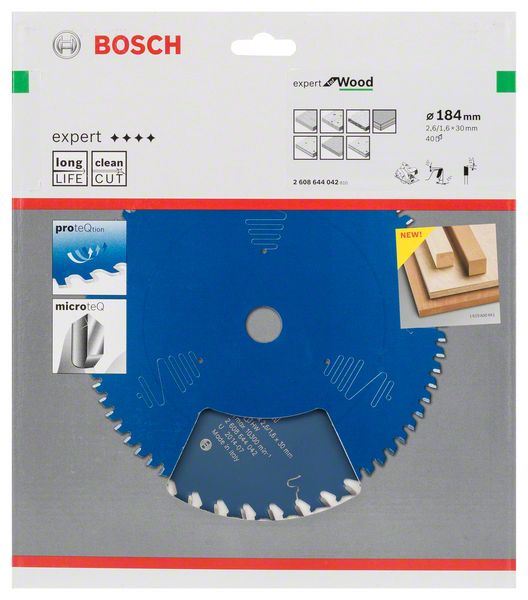 List kružne testere Expert za drvo 184 x 30 x 2,6 mm, 40 Bosch 2608644042