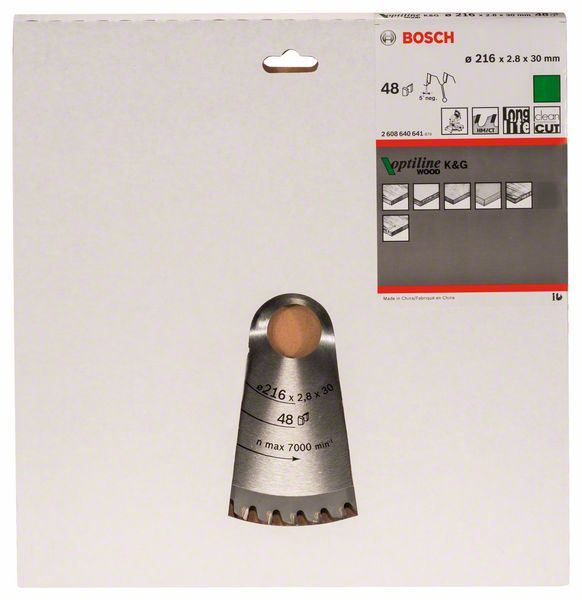 List kružne testere Optiline Wood Bosch 2608640641, 216 x 30 x 2,8 mm, 48