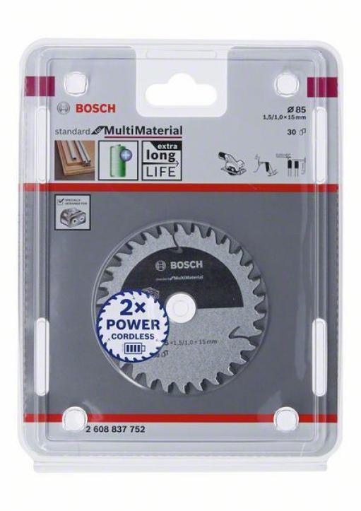 Standard for Multi Material list kružne testere za akumulatorske testere 85x1.5/1x15 T30 Bosch 2608837752, 85x1.5/1x15 T30