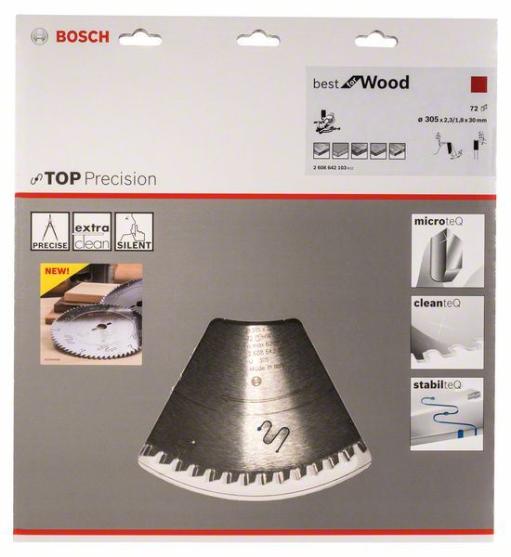 List kružne testere Top Precision Best for Wood Bosch 2608642103, 305 x 30 x 2,3 mm, 72